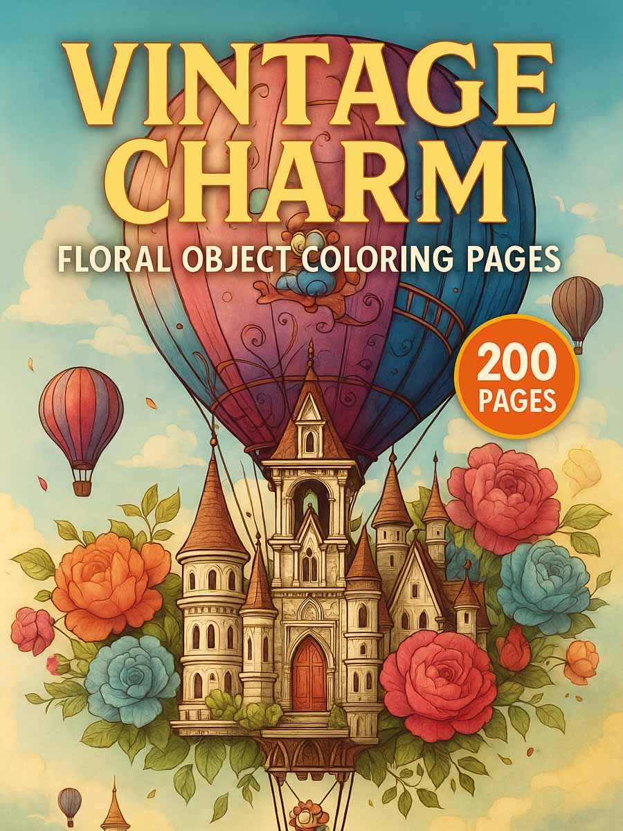 Vintage Charm – 200 Floral Object Coloring Pages | Coloring Page Store